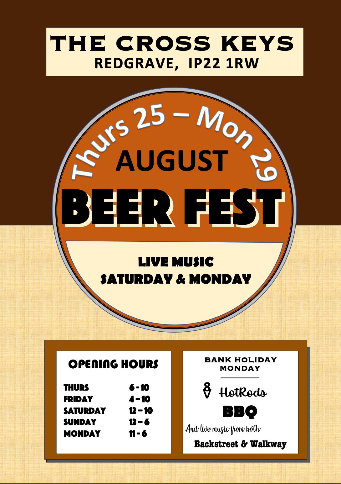 Beer Fest August 25-29 – The Cross Keys Redgrave