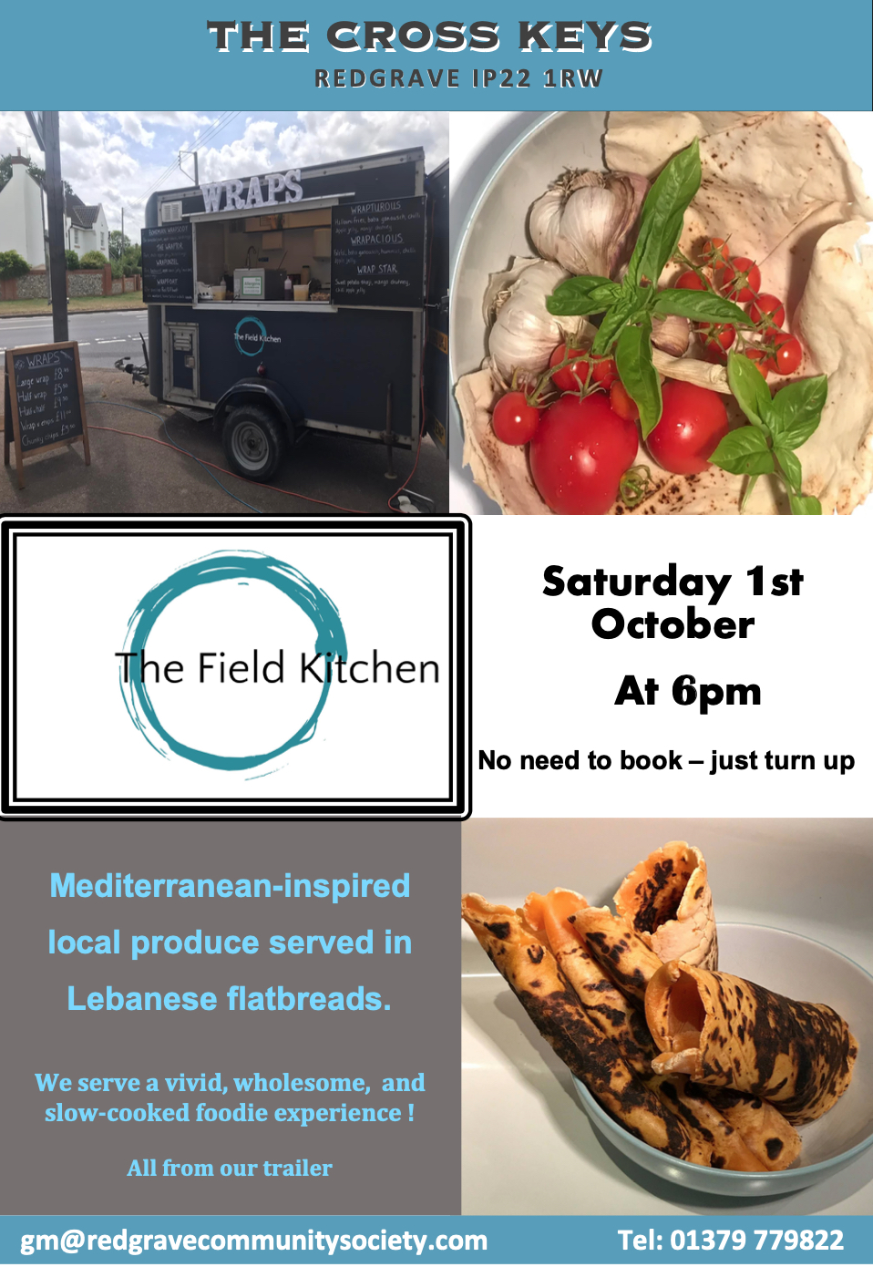 The Field Kitchen, Sat 1st October at 6:00 – The Cross Keys Redgrave