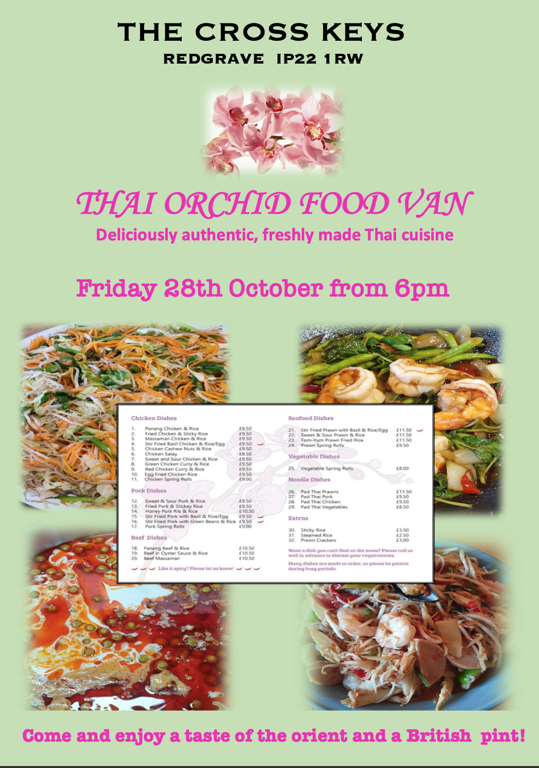 Thai Orchid Food Van on Friday 28th Oct – The Cross Keys Redgrave