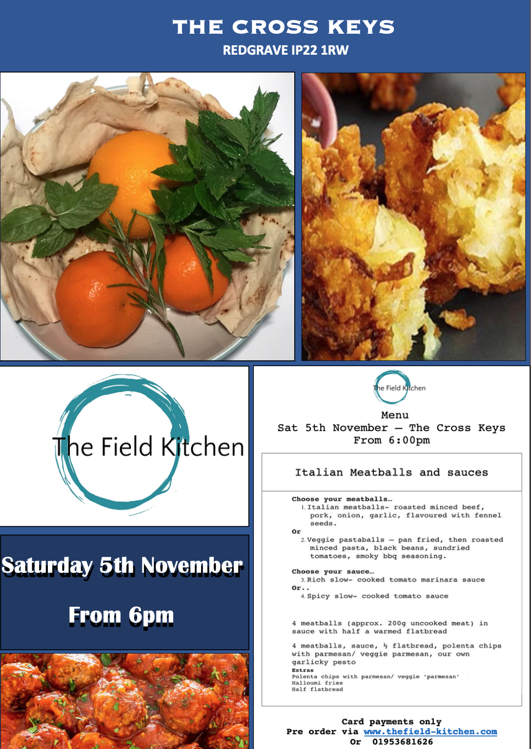The Field Kitchen, Sat 5th Nov – The Cross Keys Redgrave