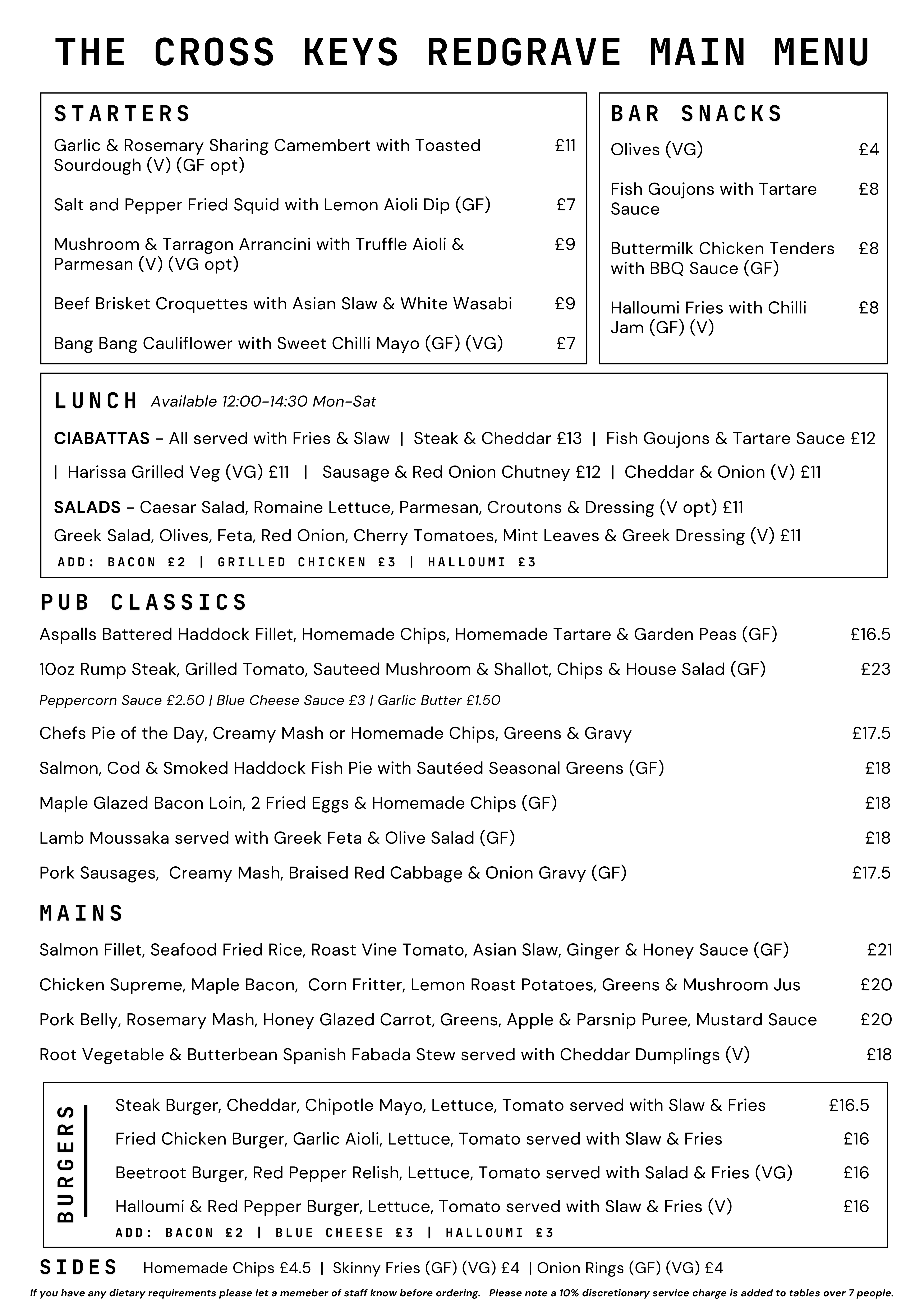 Food & Drink – The Cross Keys Redgrave